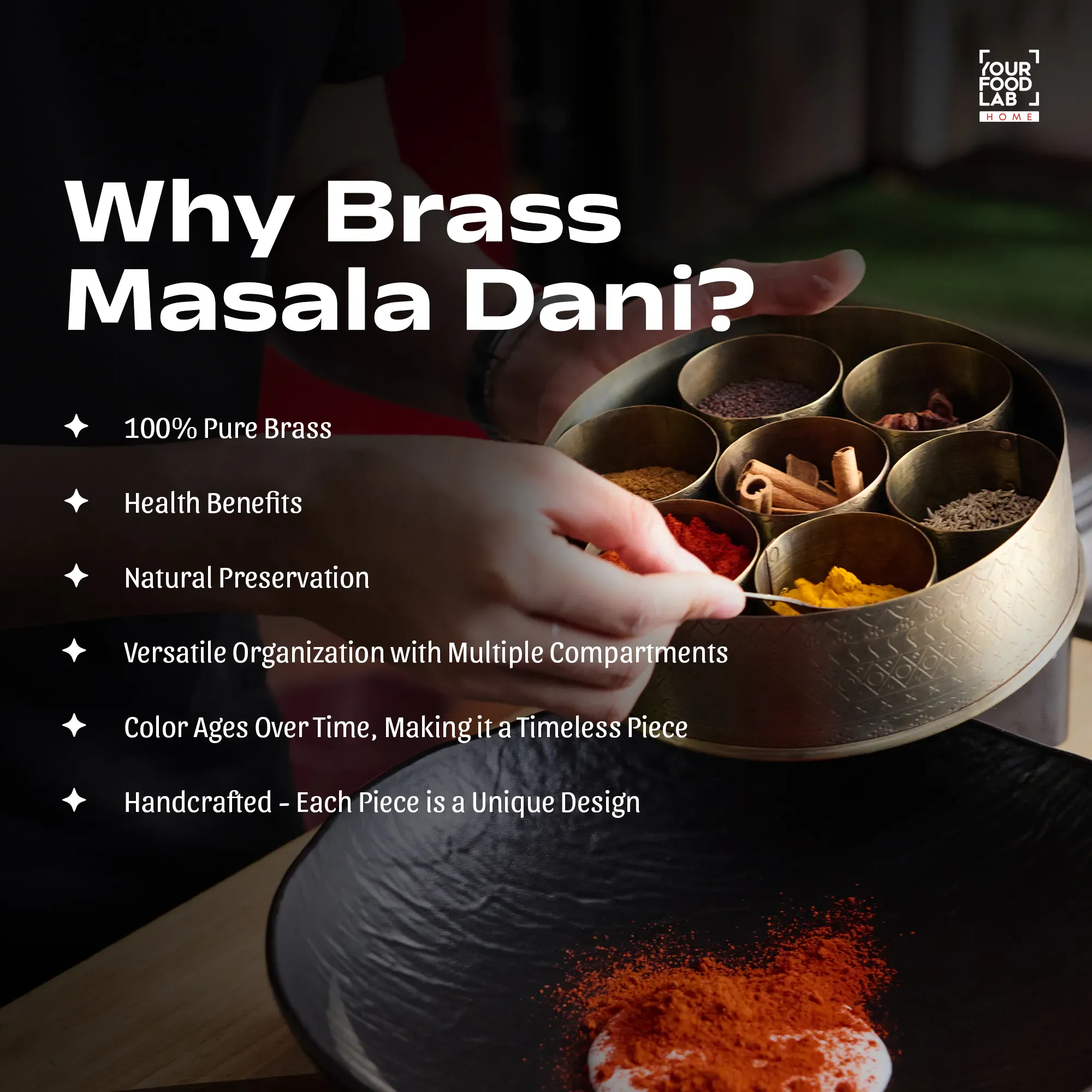 Masala Dani | CÜRAA's Brass Masala Dani for Home Chefs | CÜRAA