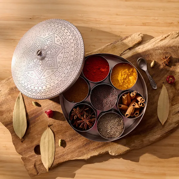Silver Plated Brass Masala Dani | YFL Home's Silver Plated Brass Masala ...